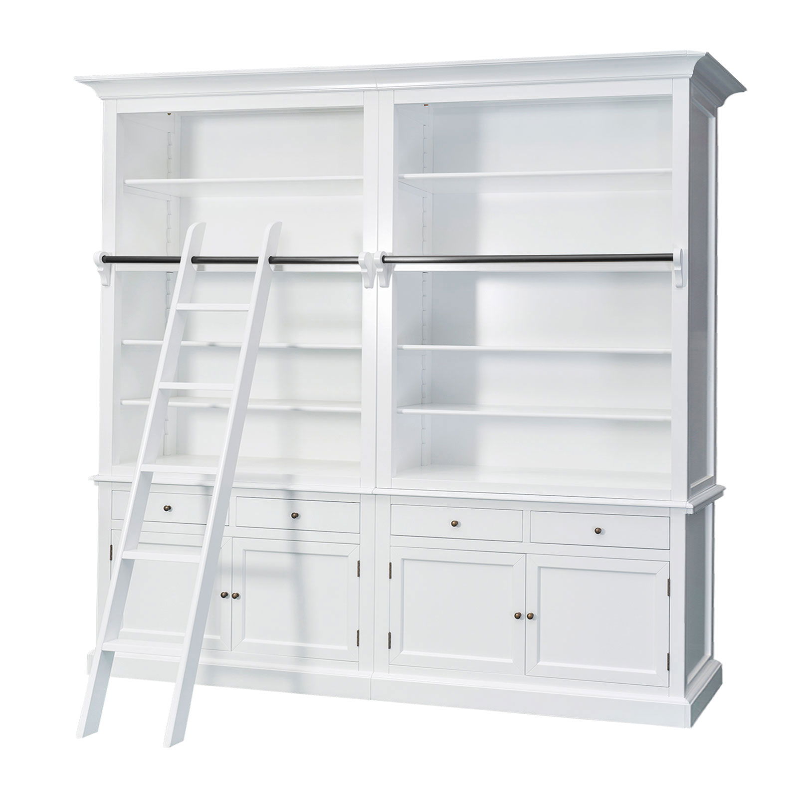 Shop French Provincial Hamptons Open Library Bookcase with Ladder in ...