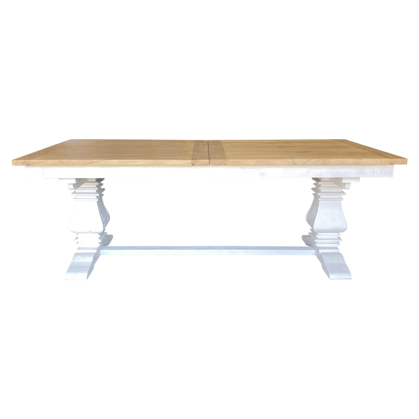 Shop Hamptons 220cm - 320cm Rectangle Extendable Dining Table with White Trestle Leg Online ...