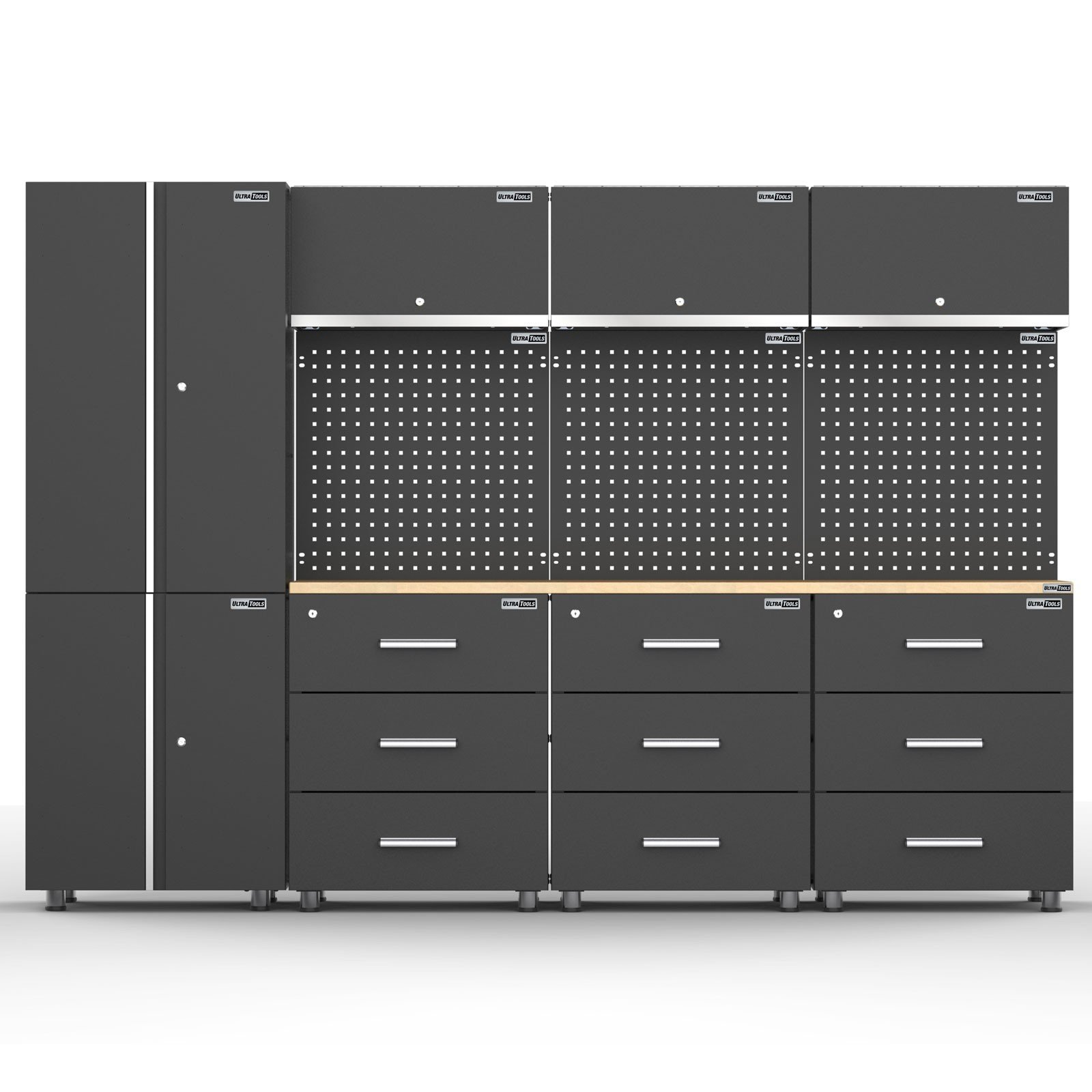 Shop UltraTools 2710mm x 480mm x 1870mm Black Workshop Garage Storage ...