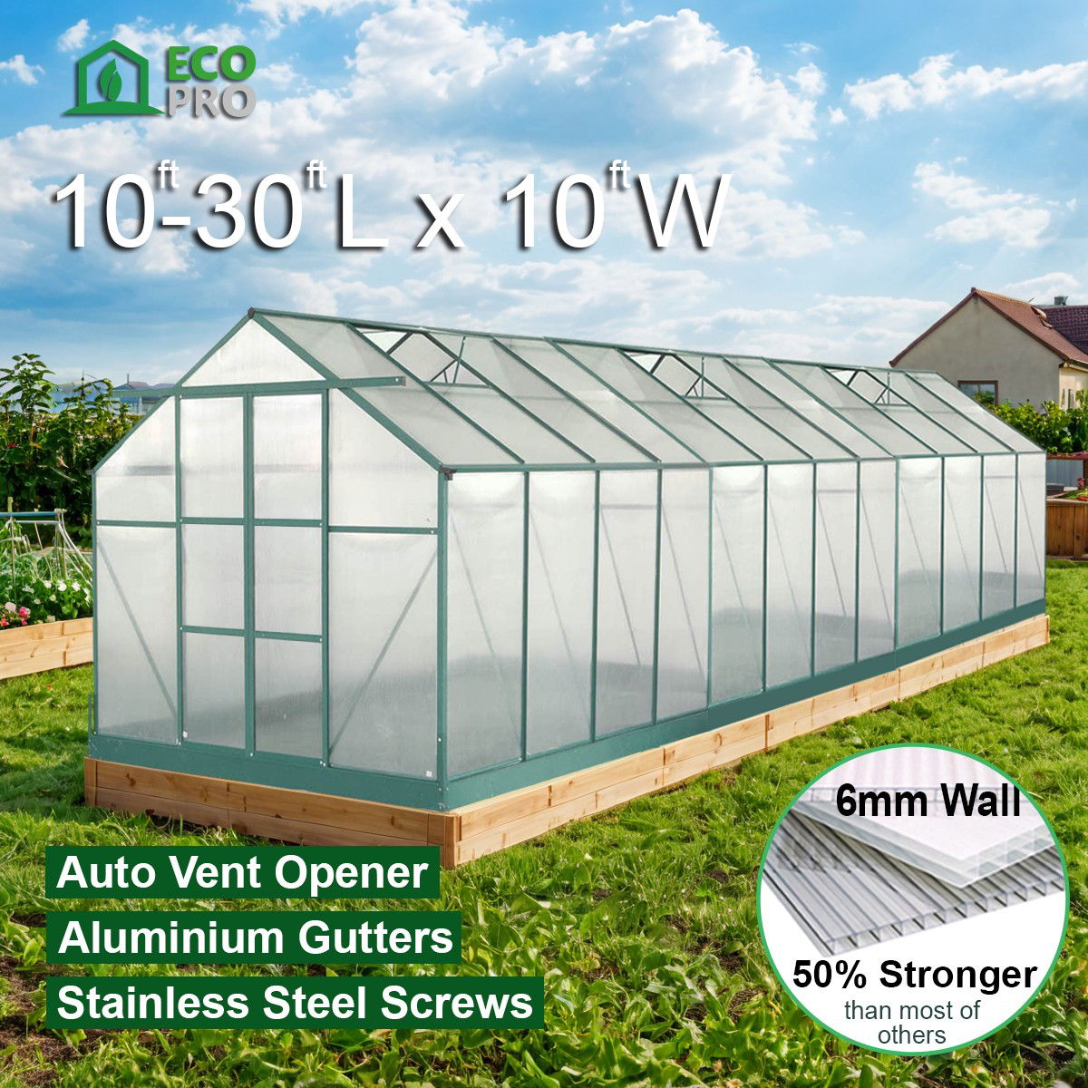 Shop EcoPro Greenhouse 10 x 10ft 6mm Panels 2.78m Height Online