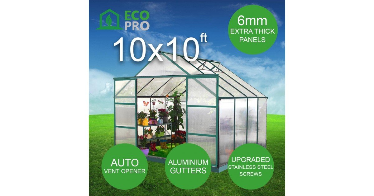 Shop EcoPro Greenhouse 10 x 10ft 6mm Panels 2.73m Height Online