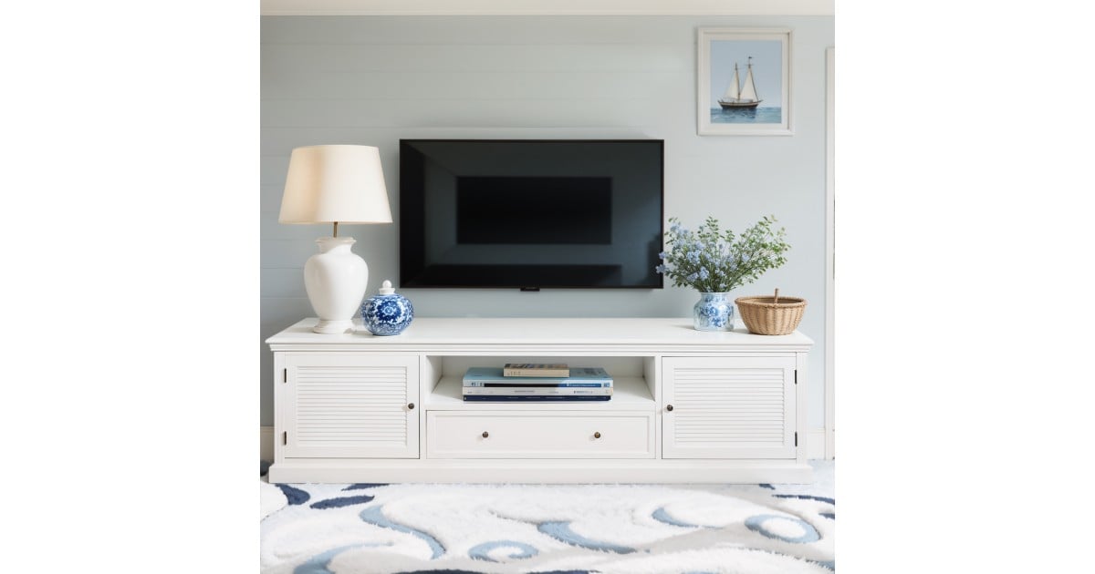 Shop Hamptons TV Entertainment unit with Drawer WHITE Online