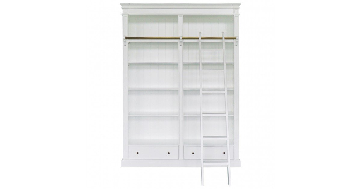 Shop French Provincial Hamptons Open Library Bookcase with Ladder in ...