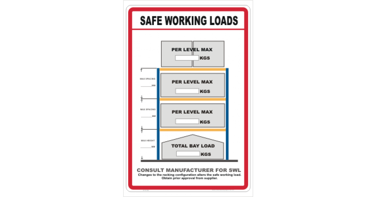 Shop Pallet Racking Safe Working Loading Sign Online