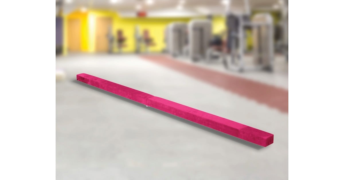 Shop 2.2m Gymnastics Folding Balance Beam Pink Synthetic Suede Online