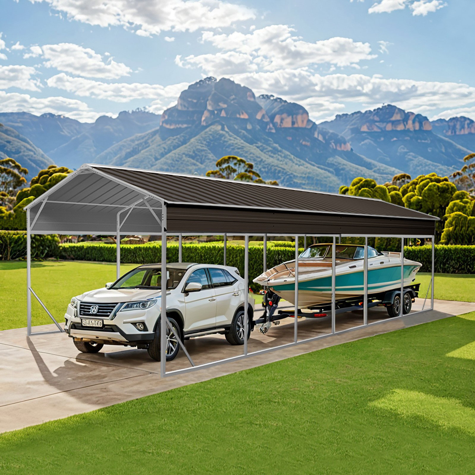 Shop Carport 3.6 x 10.6m x 3.51m (Gable) Backyard Boat Portable Vehicle ...