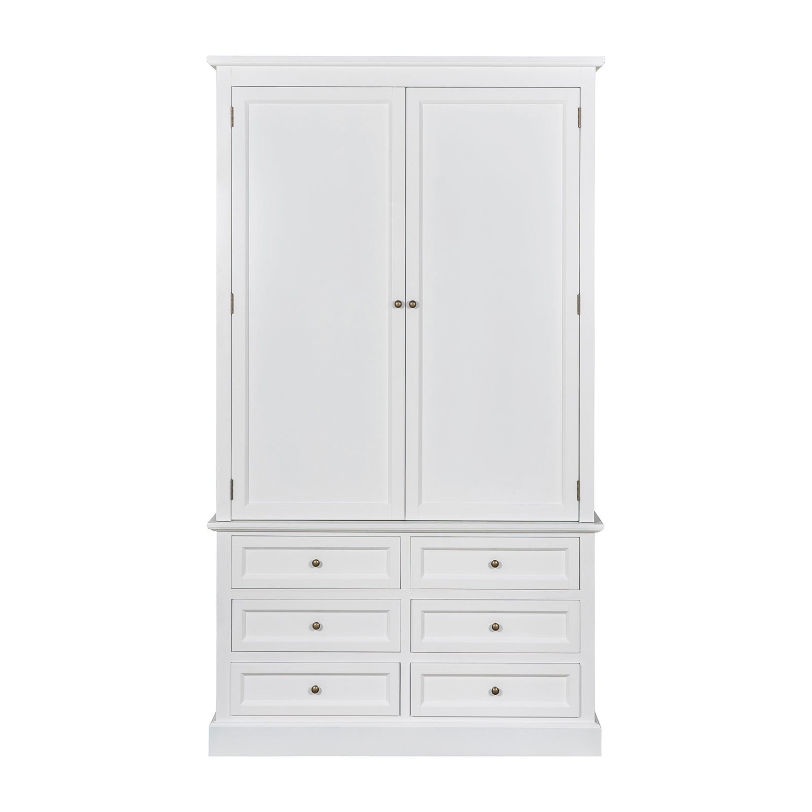 Shop Hamptons 2 Door Bedroom Wardrobe with 6 Drawers Cupboard White ...