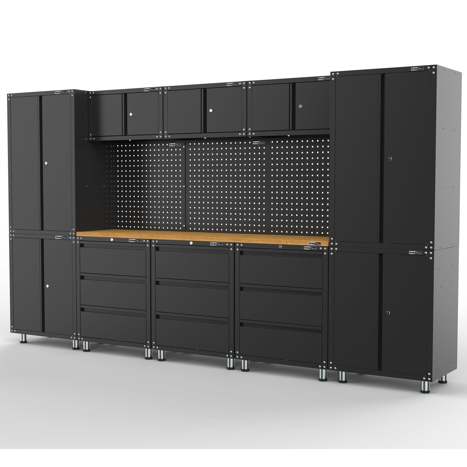 Shop UltraTools 3380mm x 500mm x 1870mm Black Workshop Garage Storage ...