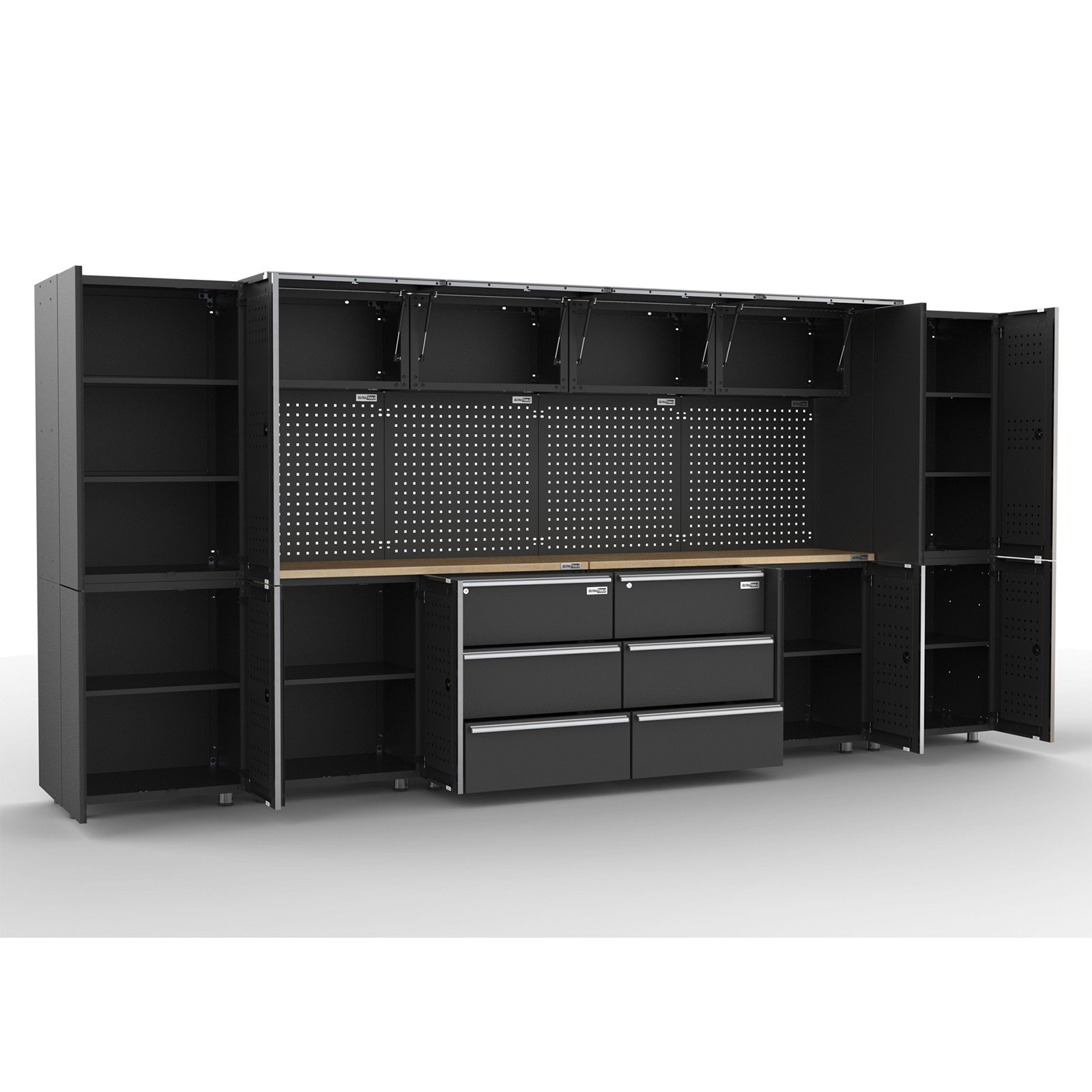 Shop UltraTools 4065mm x 500mm x 1870mm Black Workshop Garage Storage ...