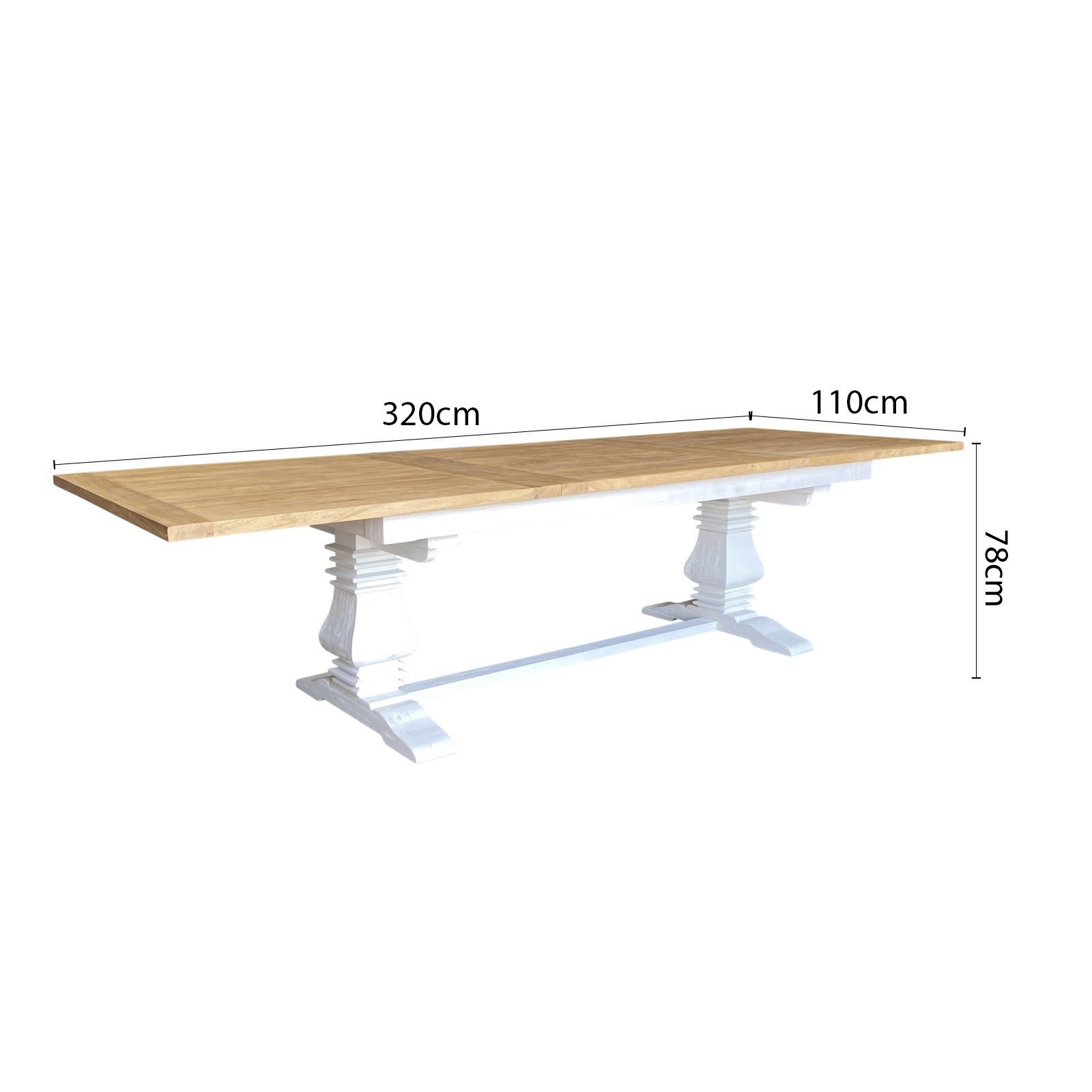 Shop Hamptons 220cm - 320cm Rectangle Extendable Dining Table with ...