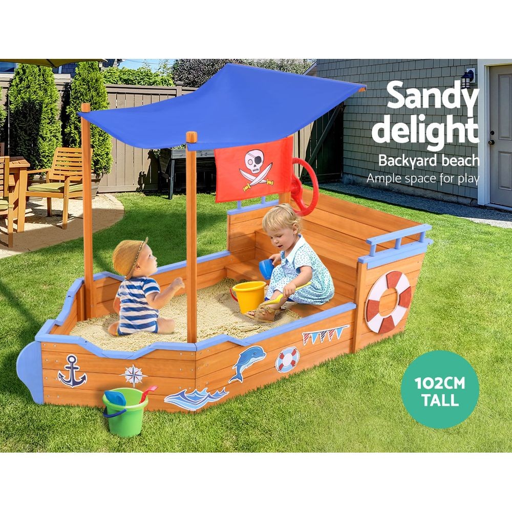 Shop Keezi Boat Sand Pit With Canopy Online