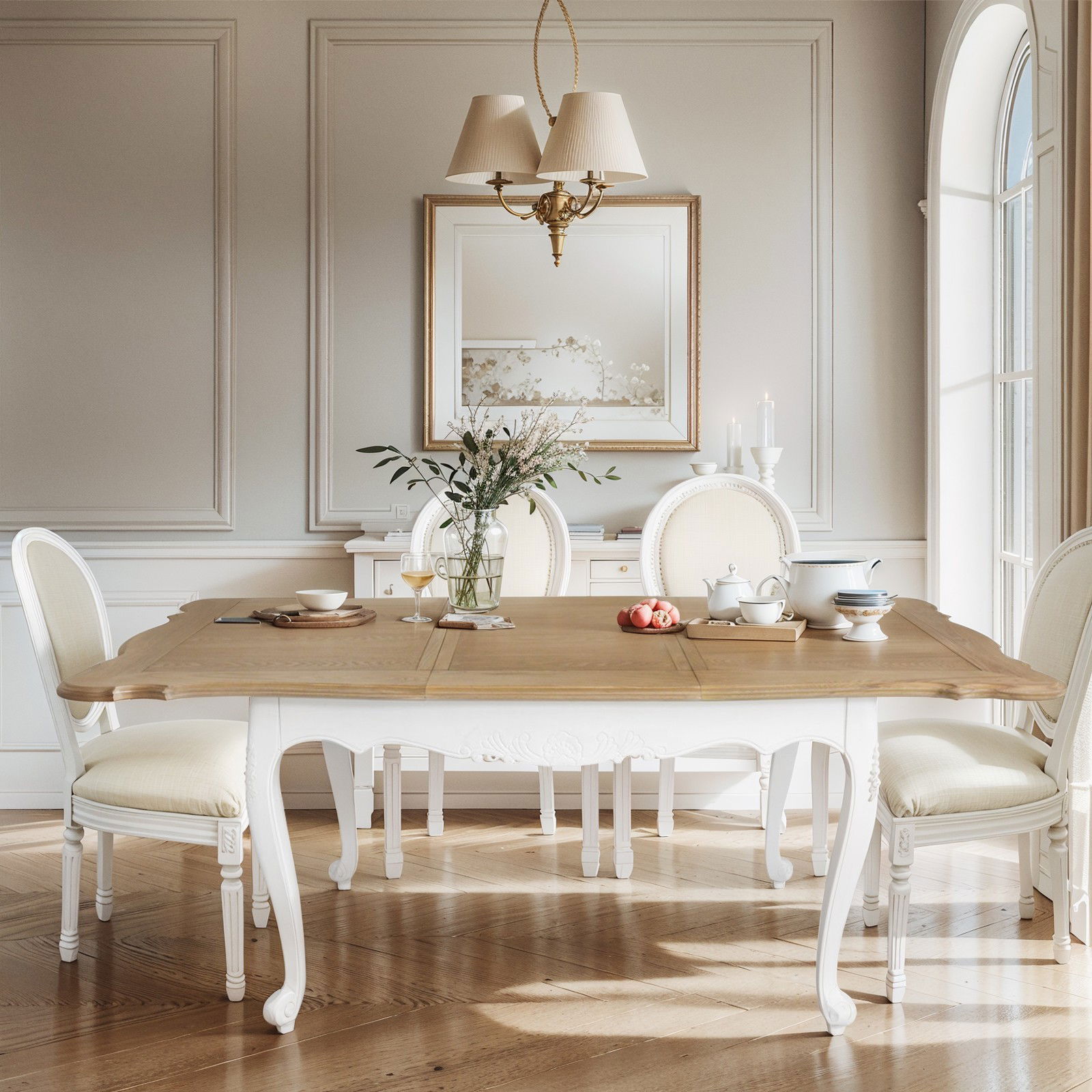 Shop French Provincial Furniture White Extendable Dining Table with ...
