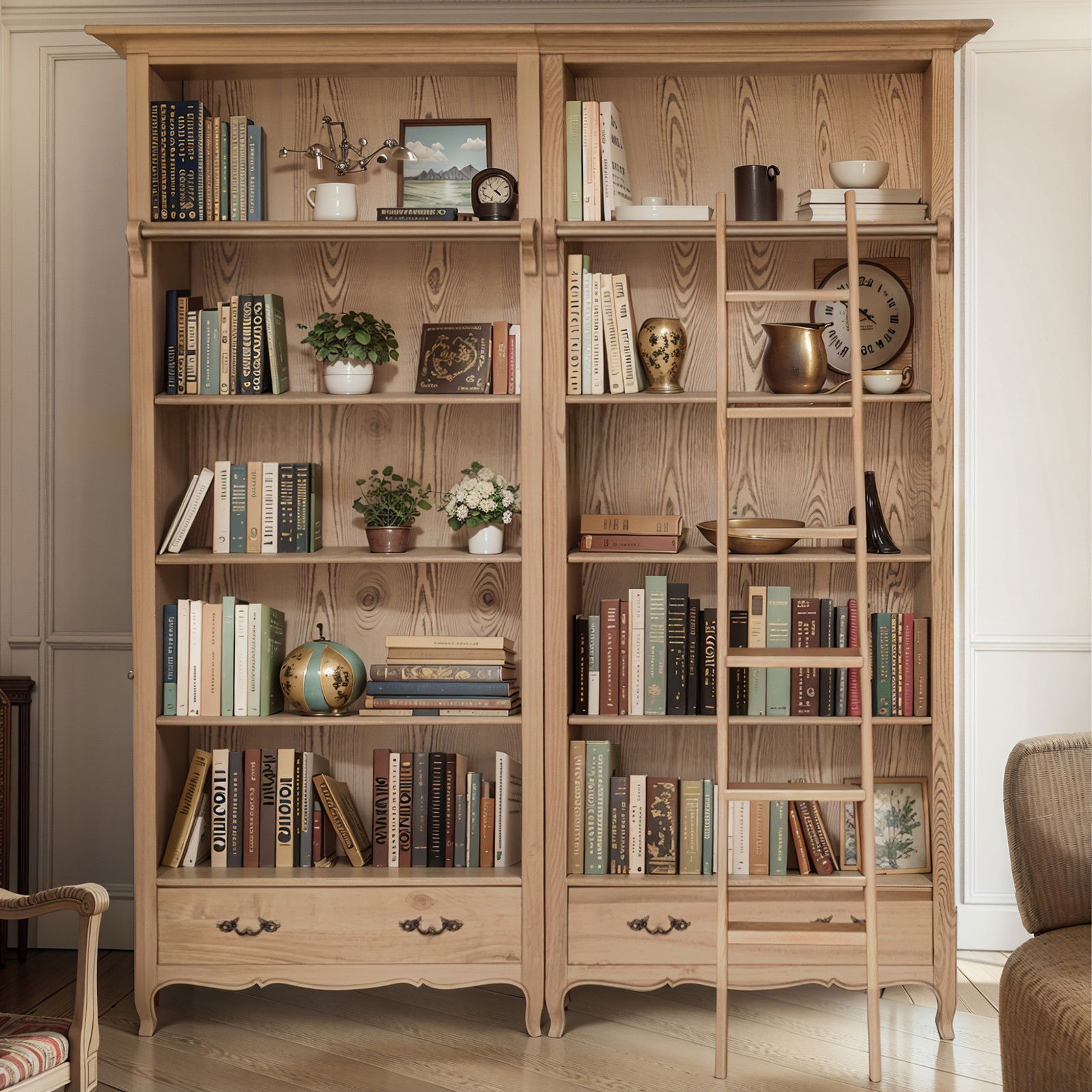 Shop French Provincial Extendable Library Bookcase Natural Ash with ...