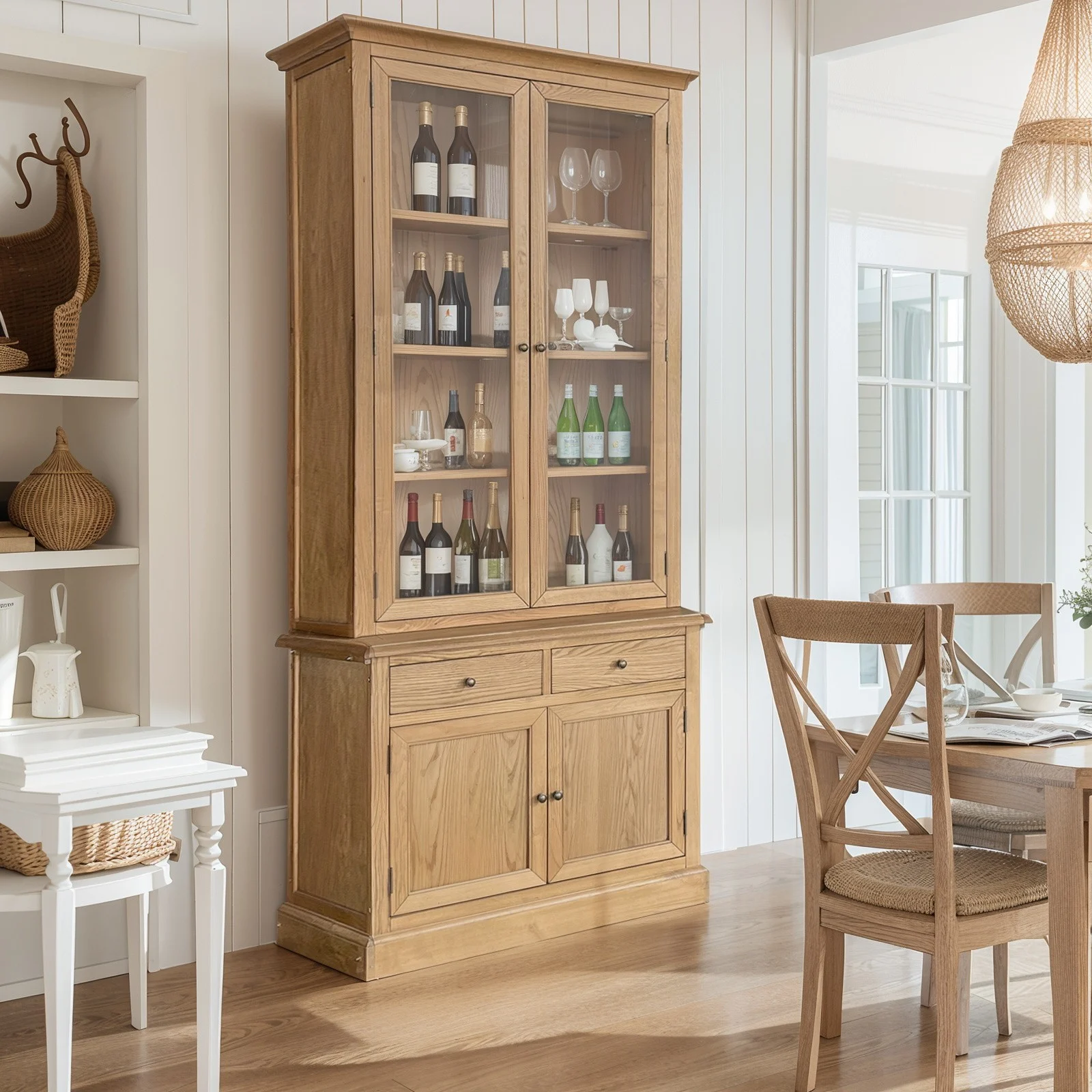Shop Hampton Halifax 2 Glass Door Hutch Display and Buffet Cabinet ...