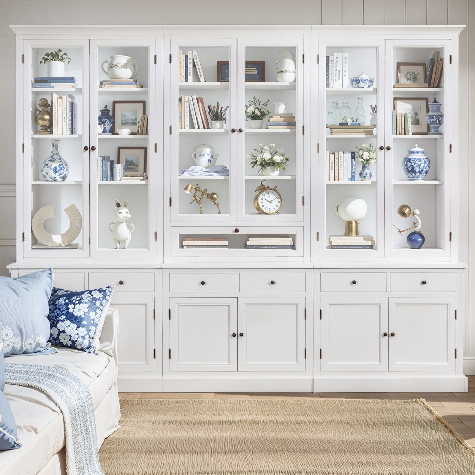 Shop Hampton Halifax Glass Door Hutch Display Buffet Cabinet Bookcase ...