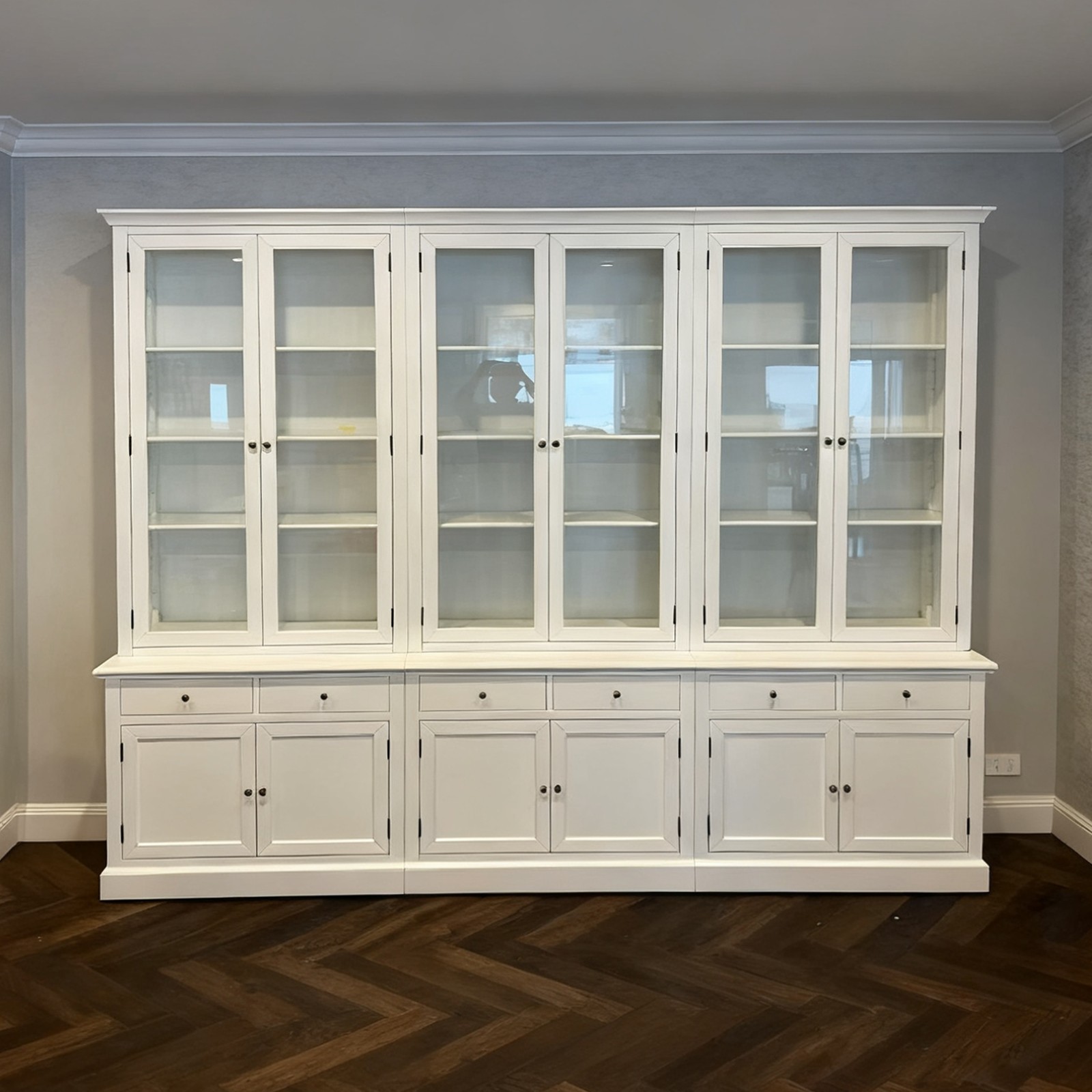 Shop Hampton Halifax Glass Door Hutch Display Buffet Cabinet Bookcase ...