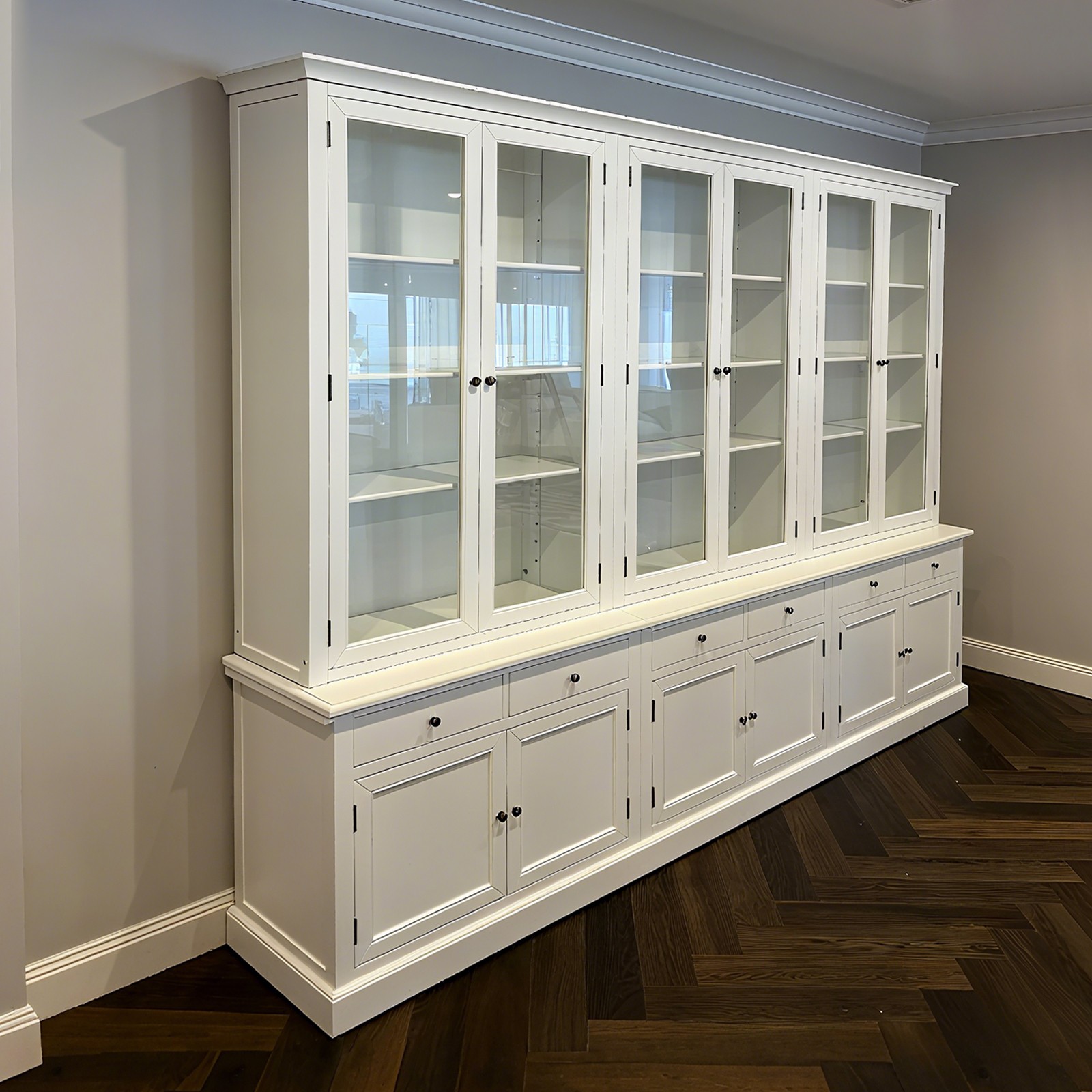 Shop Hampton Halifax Glass Door Hutch Display Buffet Cabinet Bookcase ...
