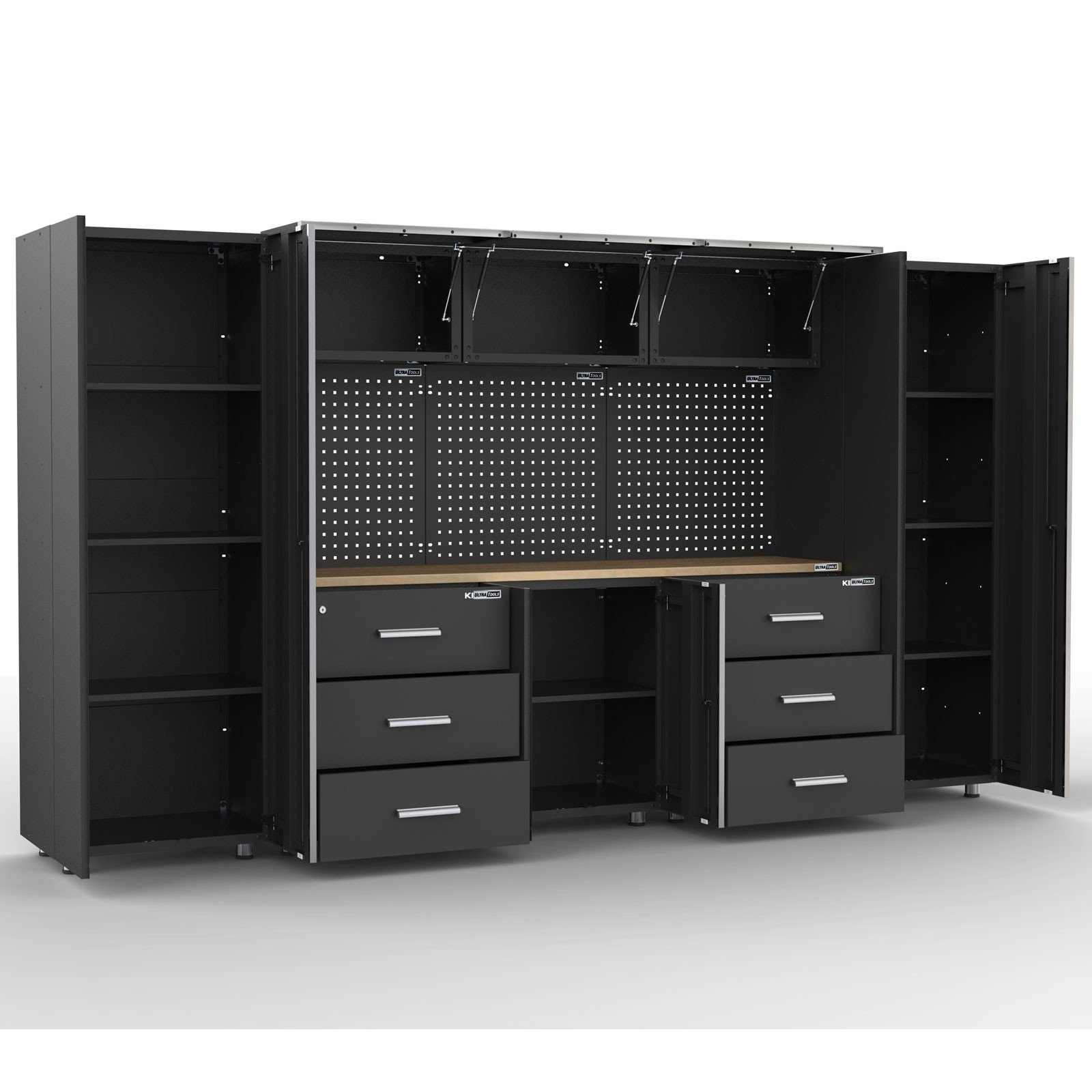 Shop UltraTools 3380mm x 480mm x 1870mm Black Workshop Garage Storage ...