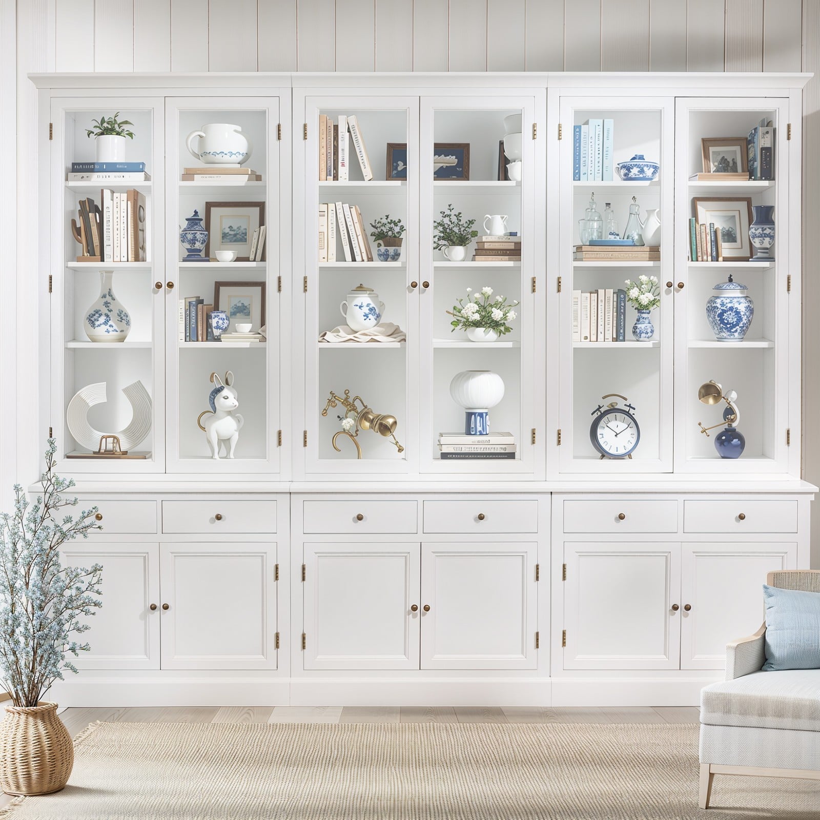 Shop Hampton Halifax Glass Door Hutch Display Buffet Cabinet Bookcase ...