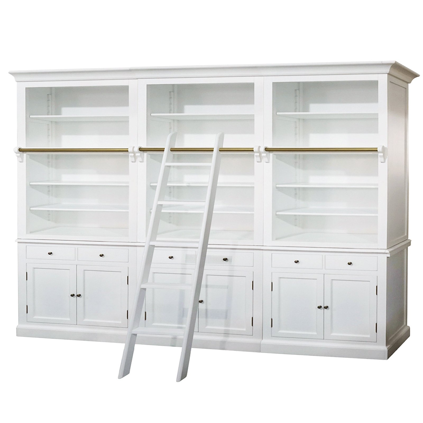 Shop French Provincial Hamptons Open Library Bookcase with Ladder in ...